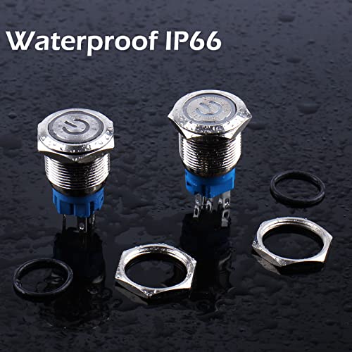 Snapklik.com : DMWD 2PCS 19mm Latching Push Button Switch 12V-24V On ...