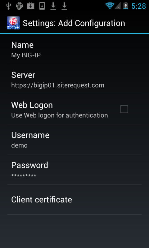 Aplicación F5 BIG-IP Edge Client en Amazon Appstore