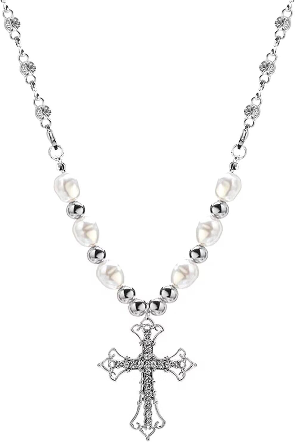 Amazon.com: Gothic Cross Necklace,Pearl Cross Necklace,Cross Necklaces ...