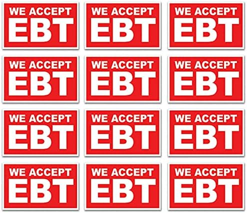 Amazon.com: 4 Less Co 3x5 Inch WE Accept EBT Stickers Decals 12 Pack rb ...