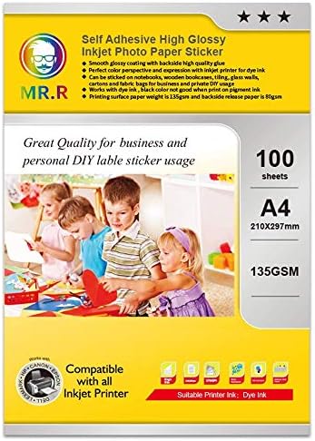 MR.R Inkjet Photo Paper Self-Adhesive Label Sticker Glossy Paper 135gsm ...