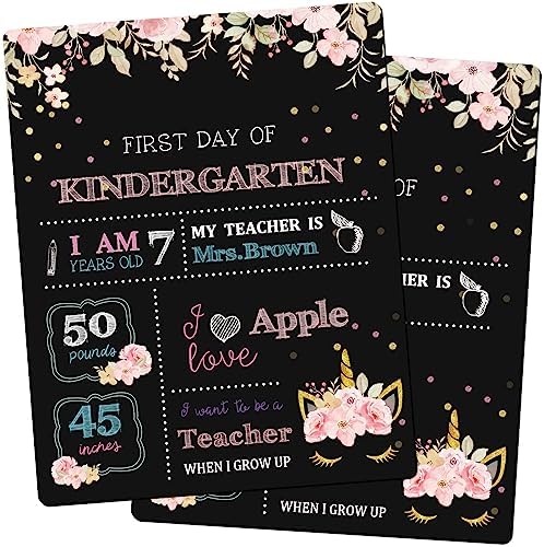 Unicorn Theme First Day of School Chalkboard, 13.8 x 10 Inch First and ...