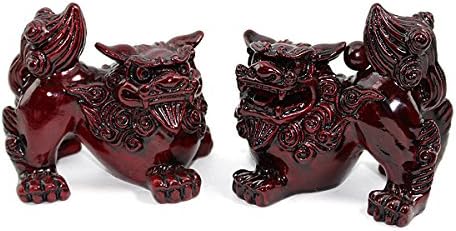 Amazon.com: Feng Shui Red Fu Foo Dog Guardian Lions Wealth Protection ...