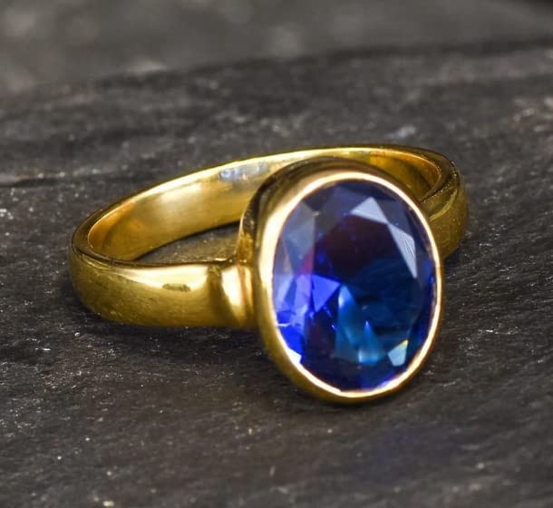 Buy QUARA Gems Neelam Ring 7.25 Ratti Gold Srilankan Blue Sapphire Ring ...