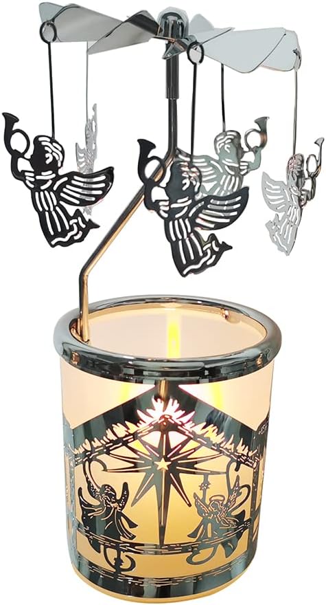 Amazon.com: Spinning Angels Christmas Candle Holder with Holy Family ...