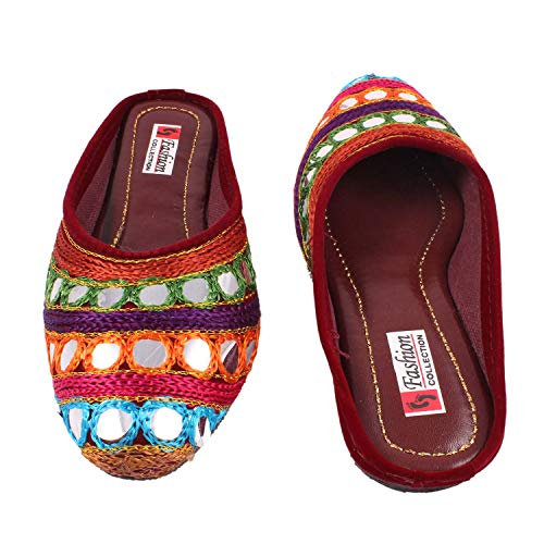 FLOWFLYING Women's Rajasthani Jaipuri Handcrafted Slipper Mojari Juti ...