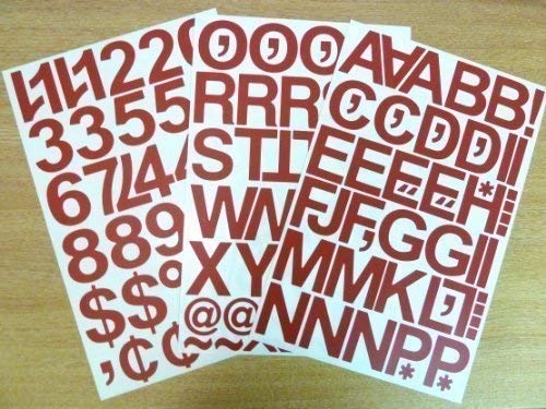 Pack of 79 x 2" (50mm) Red Vinyl Sticky Letters & Numbers, Self ...