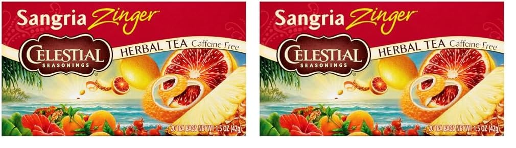 Amazon.com: Celestial Herbal Tea Sangria Zinger Bags, 20 Count (Pack of 2) : Grocery & Gourmet Food