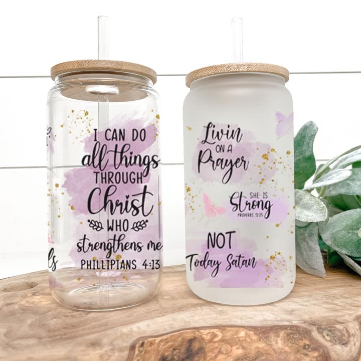 Amazon.com: Christian Gifts for Women, Frosted Glass Tumbler, 16 OZ ...