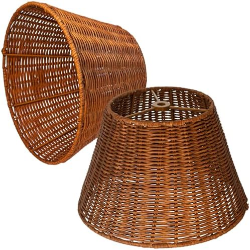 Medium Shade-Lamp Shades Set of 2,DIY Natural Barrel/bell rattan boho ...
