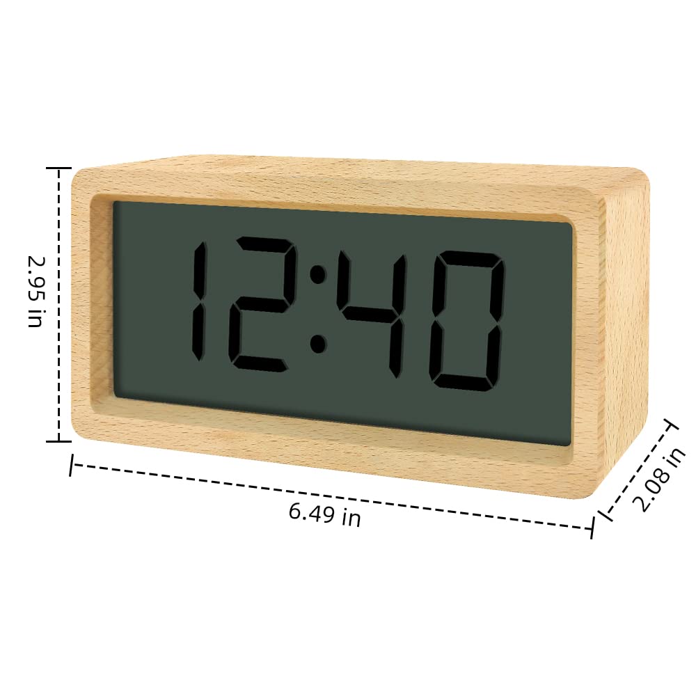 Snapklik.com : Everwood Wooden Digital Alarm Clock Large Display