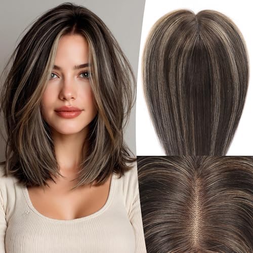 Amazon.com : EMMOR 14 Inch Human Hair Topper for Women - 5" × 6 ...