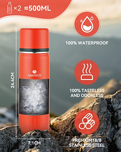 Santeco Vacuum Flask 500ml/1L, Stainless Steel Insulated Water Bottle ...