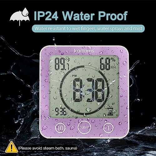 KADAMS Digital Bathroom Shower Kitchen Clock Timer with Alarm ...