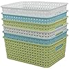 Qskely Set of 6 Plastic Woven Storage Baskets, Weave Cupboard Basket ...