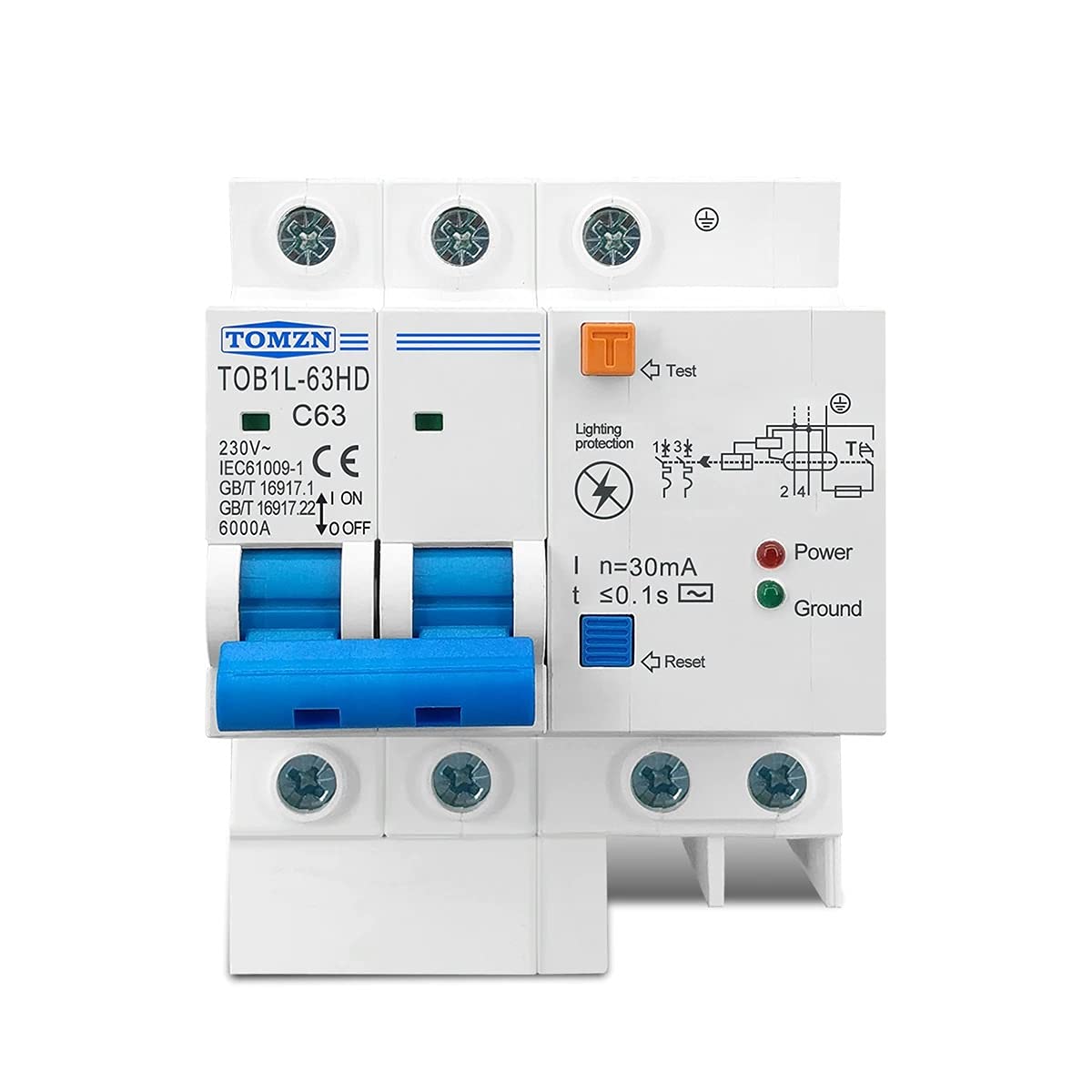 amiciSmart RCCB 63A Single Phase Circuit Breaker with Leakage/Lightning ...