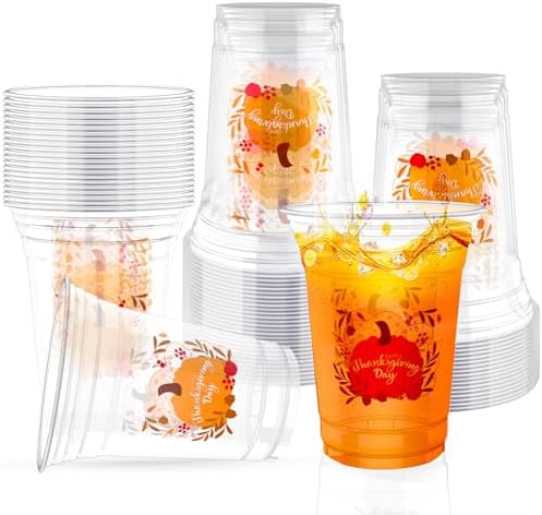 Amazon.com: Thanksgiving Party Cups - 16oz Fall Disposable Cups Fall ...