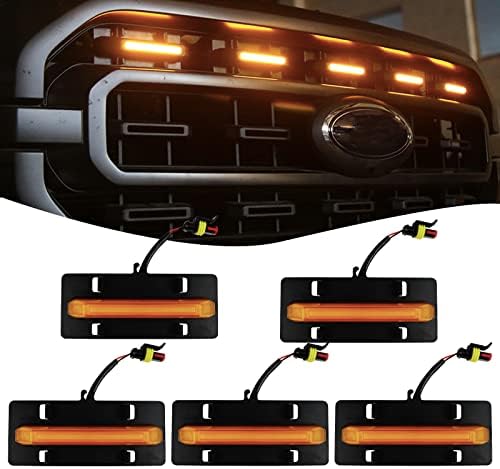 GEEGEETOP 5PCS Grille Lights LED Amber Front Grille Makers Lights ...