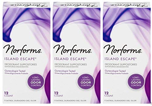 Norforms Deodorant Suppositories, Island Escape, 12 Count (Pack of 3 ...