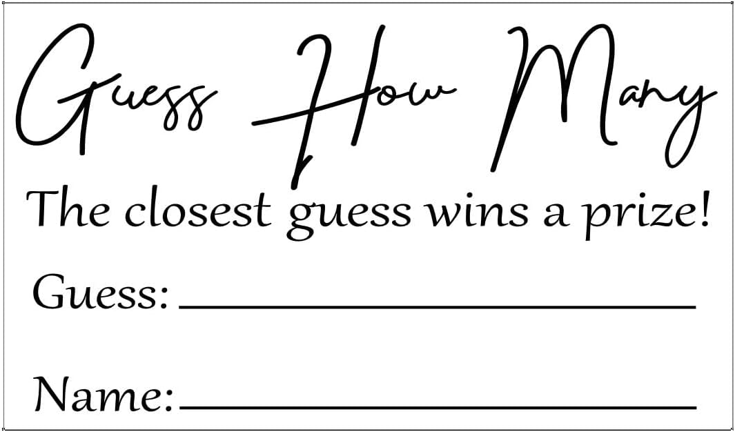 Guess How Many Game Cards Set of 50 Shower Games Bridal Shower Baby Shower
