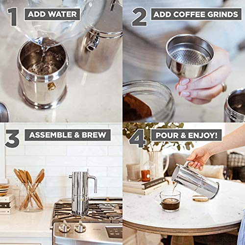 Snapklik.com : Milano Stella Aroma Stainless Steel Moka Pot Stove Top ...