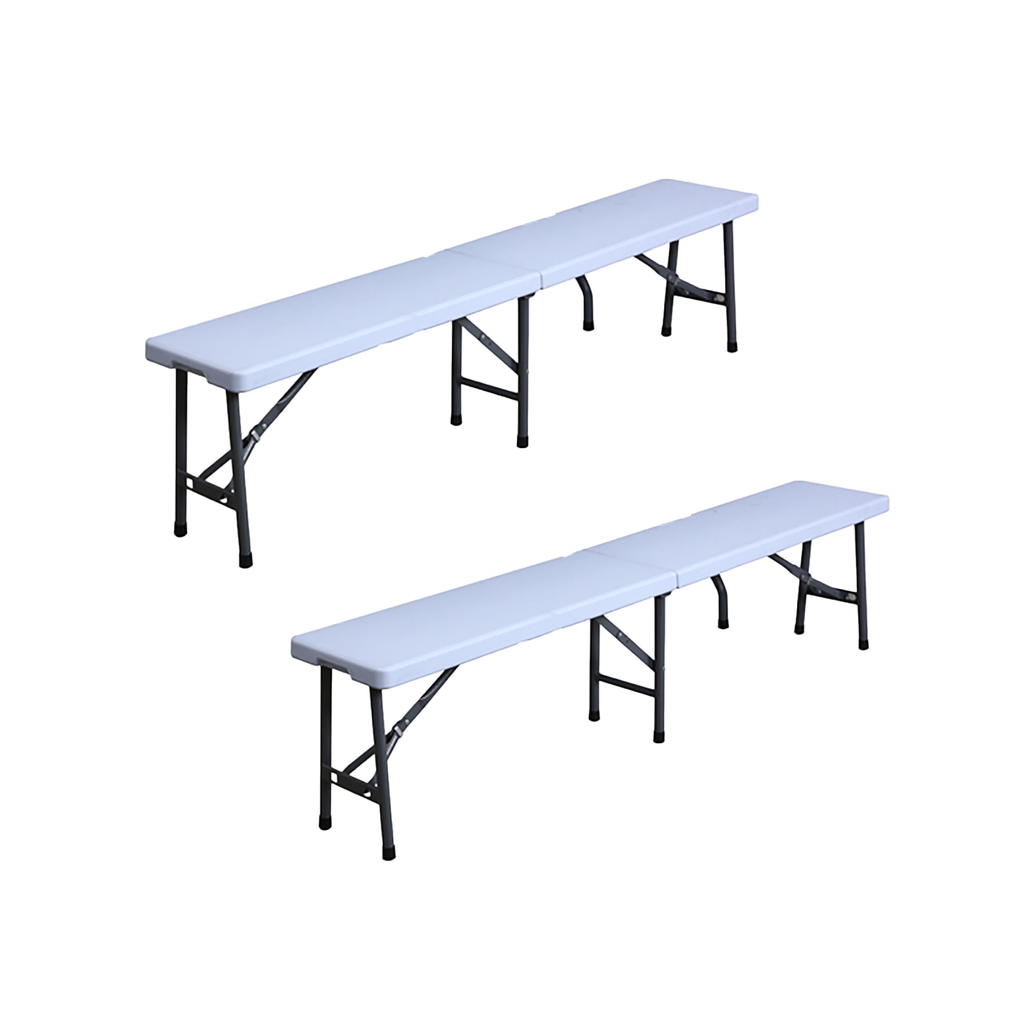 Folding Plastic Benches Outdoor VINGLI 6 Ft. Plastic White Folding