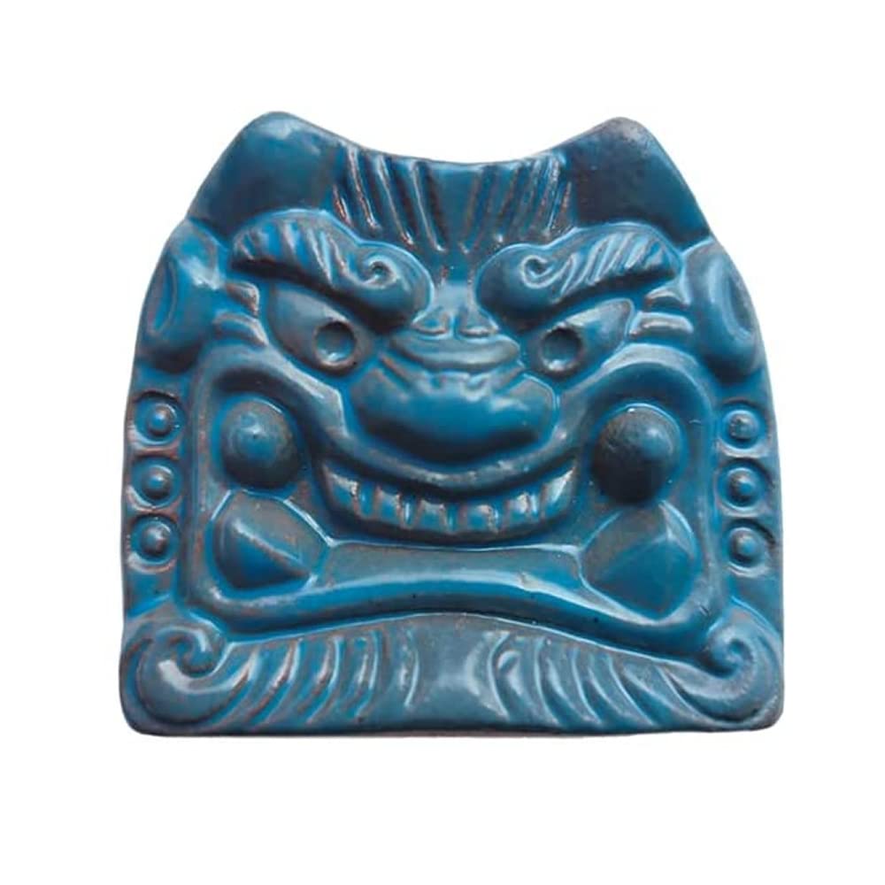 Buy Japanese Onigawara Demon roof Tile Paperweight Blue Handmade by ...