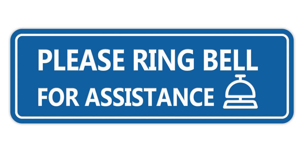 Amazon.com : Standard Please Ring Bell for Assistance (Bell) Sign (Blue ...