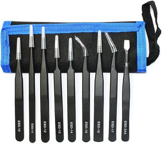 Amazon.com: Precision Tweezers Set, Rayley 9PCS ESD Tweezers Set, Non ...