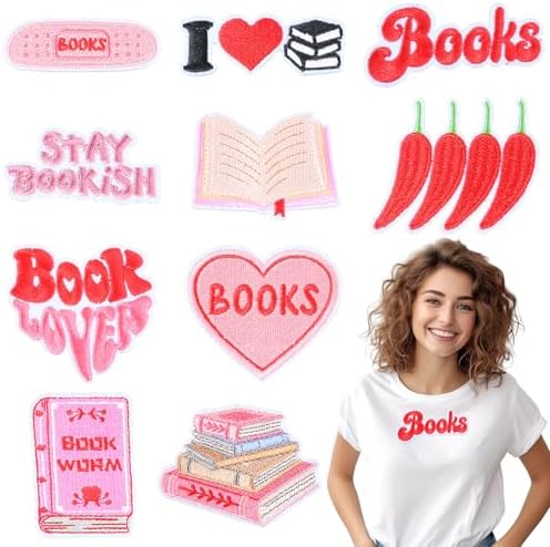 Amazon.com: Kirako 8Pcs Bookish Iron on Patches Pink Sew on Repair ...