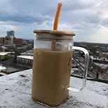 Amazon.com: Tzerotone Glass Cups with Lids and Straws, 4 Pack 17 OZ ...