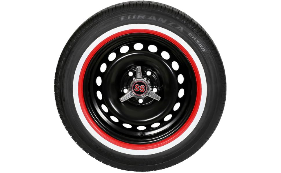 Amazon.com: PORTAWALL 16 Red White Wall Tires Insert Rims Side Wall 4 ...
