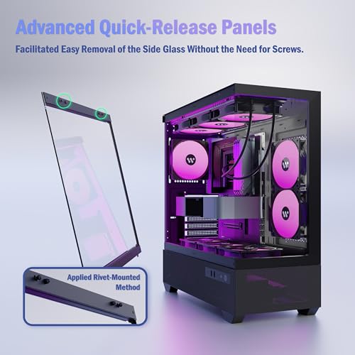 ANSAITE PC Case Pre-Installed 6 × 120mm PWM ARGB Fan, ATX Mid Tower PC ...