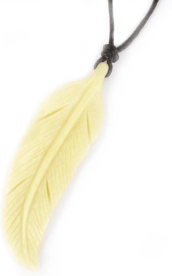 Amazon.com: ovalbuy Ox Bone Carved Feather Pendant Necklace: Clothing ...