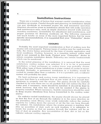 Operator's Instructions for Caterpillar Diesel D17000 Engine and ...