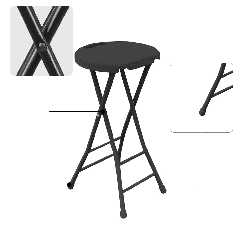Folding Stool Diayung 18-Inch Portable Heavy Duty Metal Round Bench ...