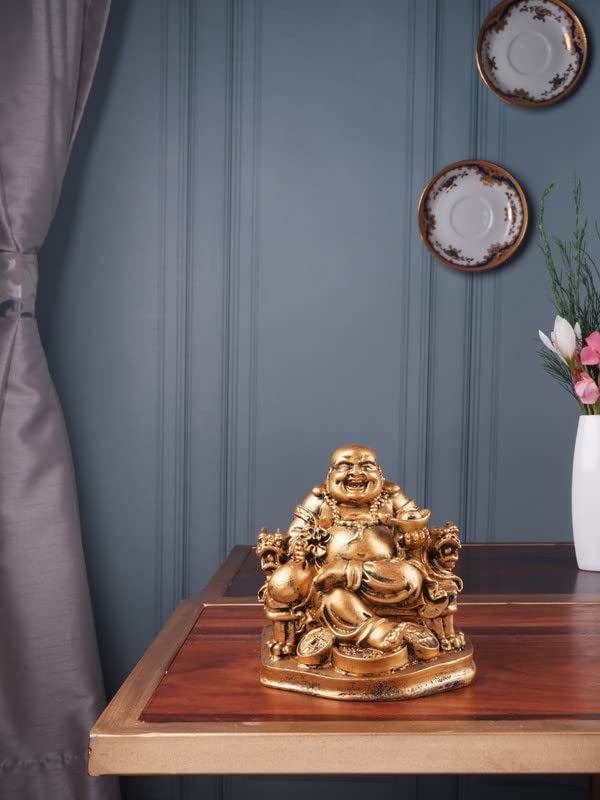 Buy THE WHITE INK DECOR Feng Shui Laughing Buddha Sitting on Dragon ...