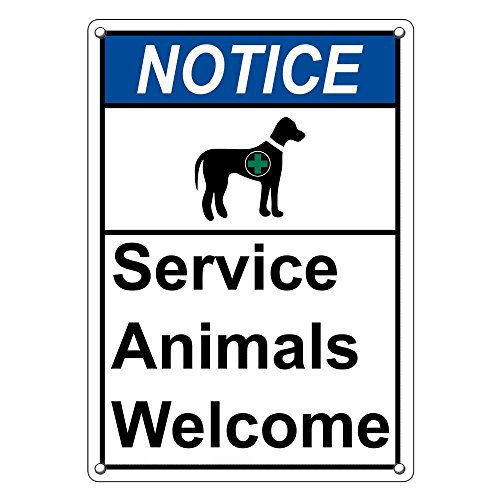Amazon.com: Weatherproof Plastic Vertical ANSI Notice Service Animals ...