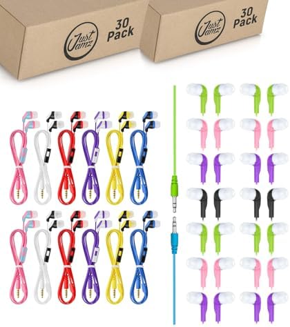 Amazon.com: 60-Pack Wired Earbuds Bundle: 30 Color Call Earbuds with ...