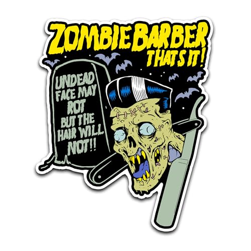 Amazon.com: 4" Zombie Barber Haircut Sticker Creepy Pompadour Zombie ...