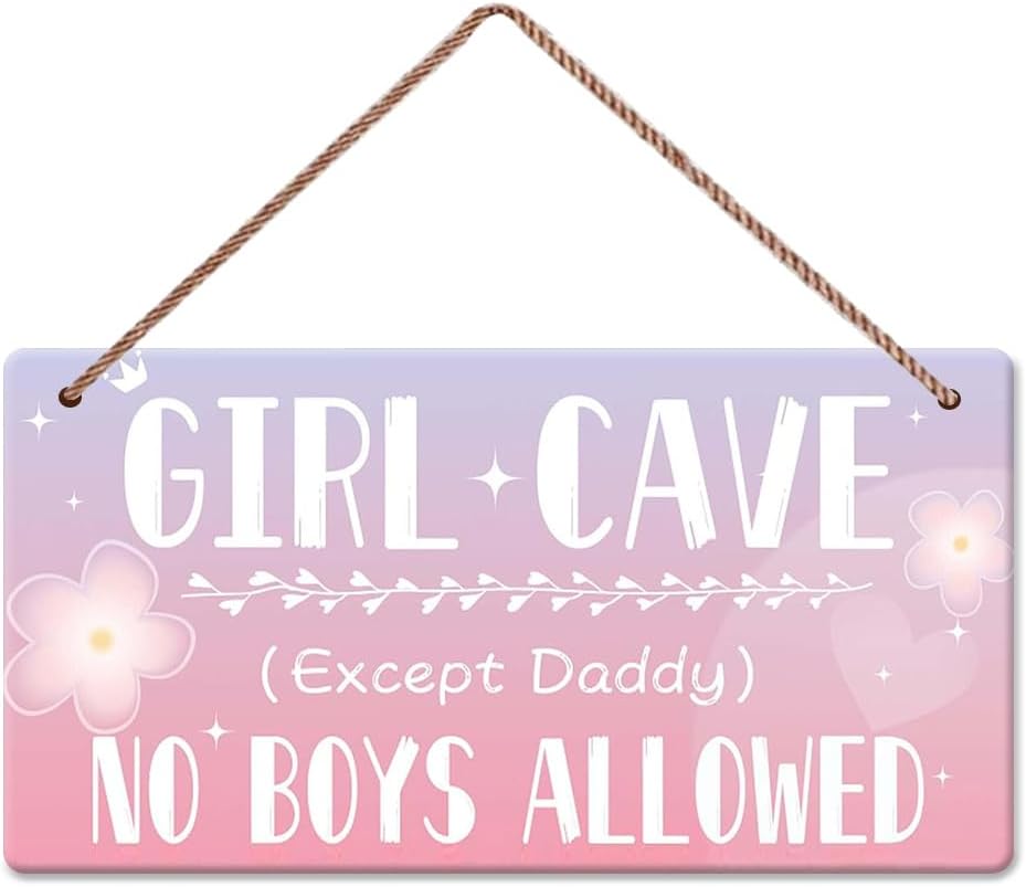 Amazon.com: LSODOIEI Girl's Room Sign, No Boys Allowed Except Dad, Jute ...