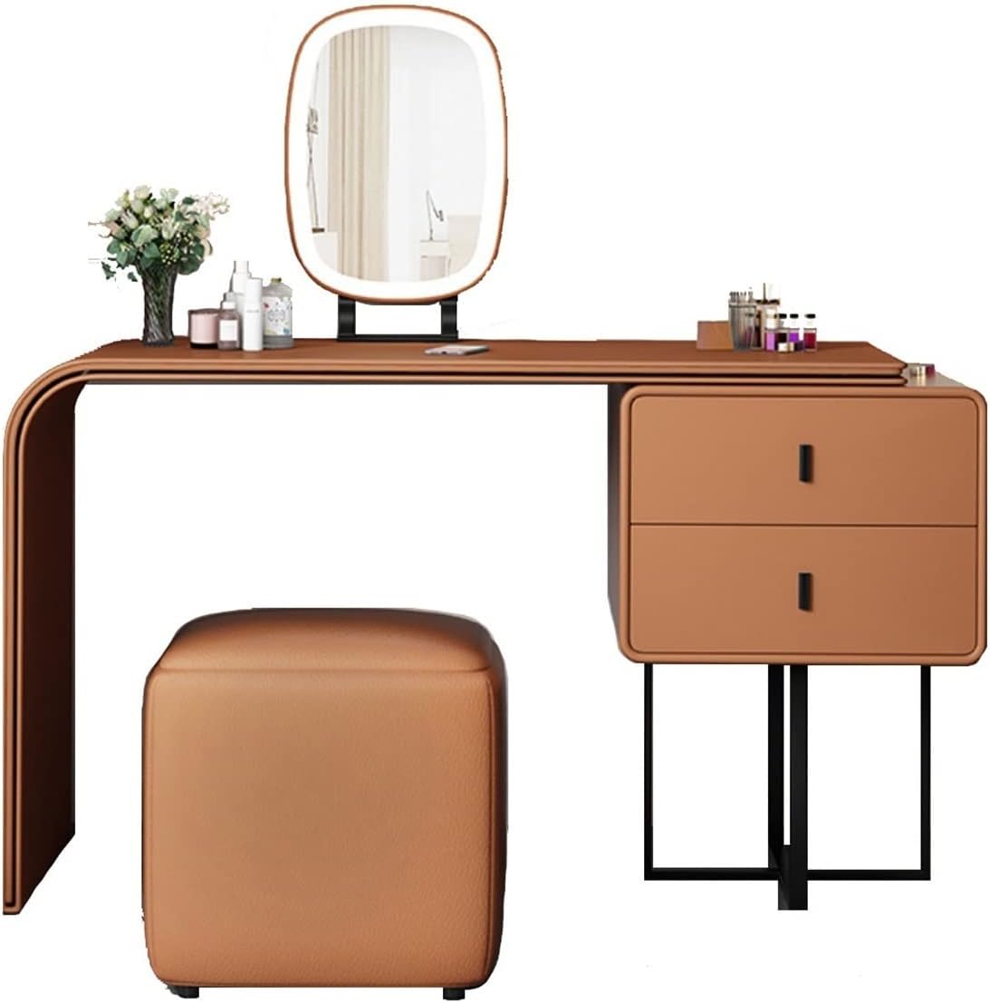 Amazon.com: HIONRE Vanity Dressing Table Set Luxury Makeup Bench with 3 ...
