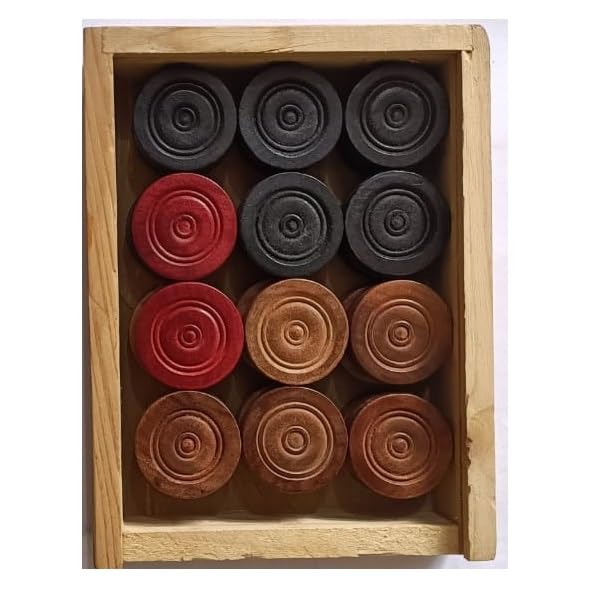 Buy VKS CC0150 Wooden Carrom Coins 24 Coins 11 White, 11 Black and 2 ...