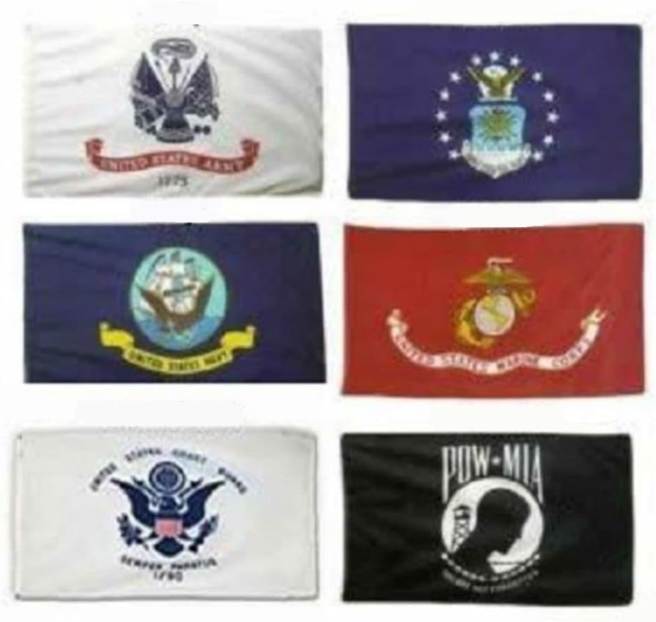 Amazon.com : Military 5 Branches and Double Sided Nylon Flag Set 2x3 Feet - Army Polyester Flags ...
