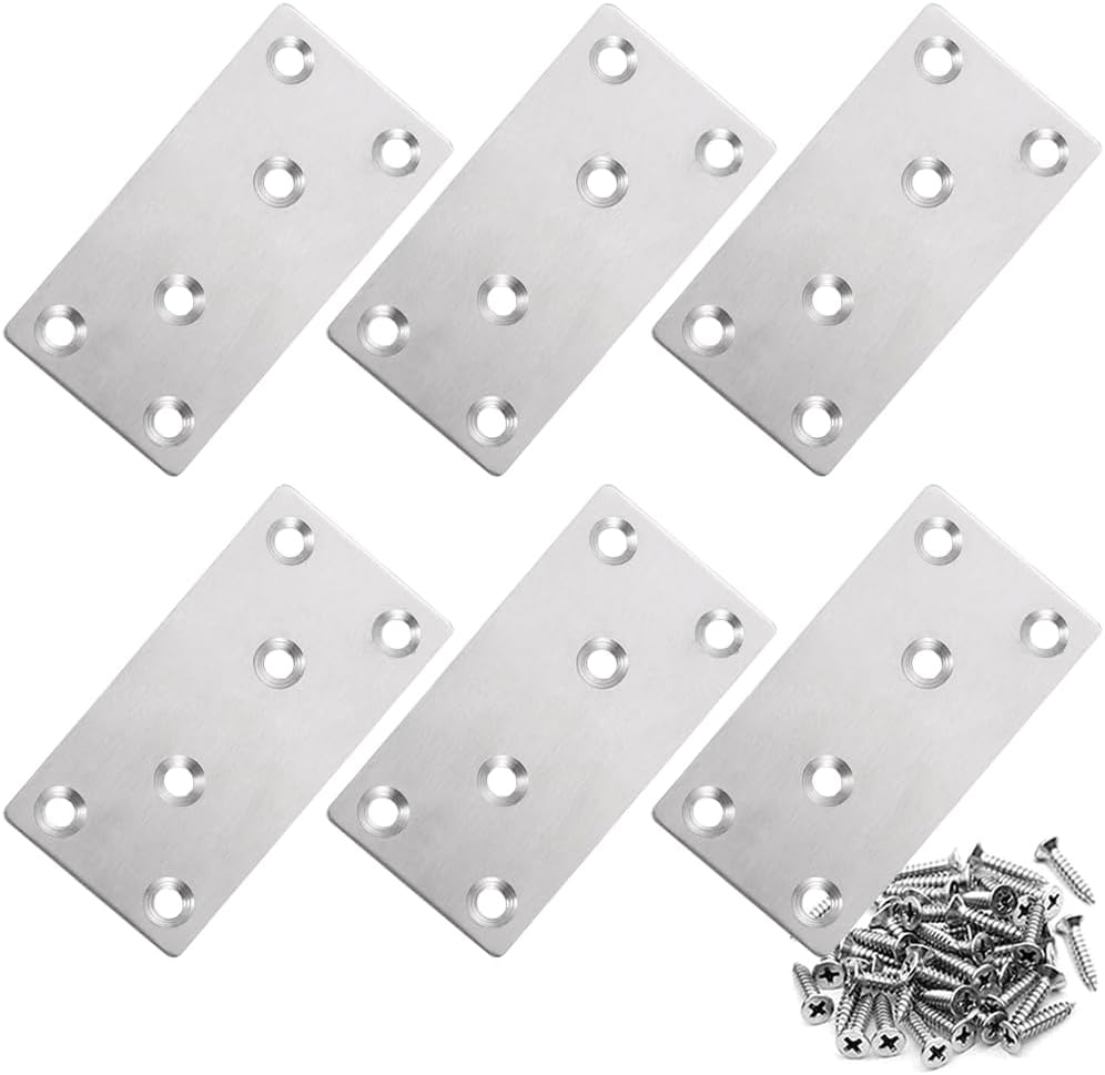 Amazon.com: 24 Sets 2 Inch Flat Plate Straight Bracket Stainless Steel ...