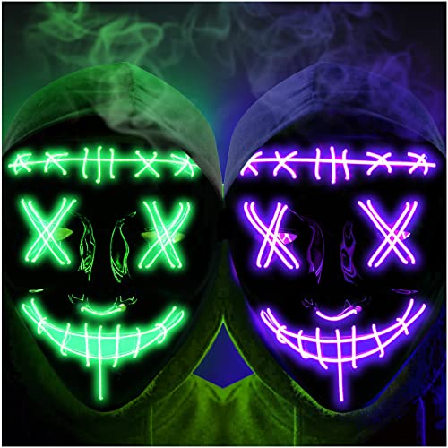 Lumiparty 2PACK Halloween Led Mask Light Up Scary Mask Purge Mask with ...