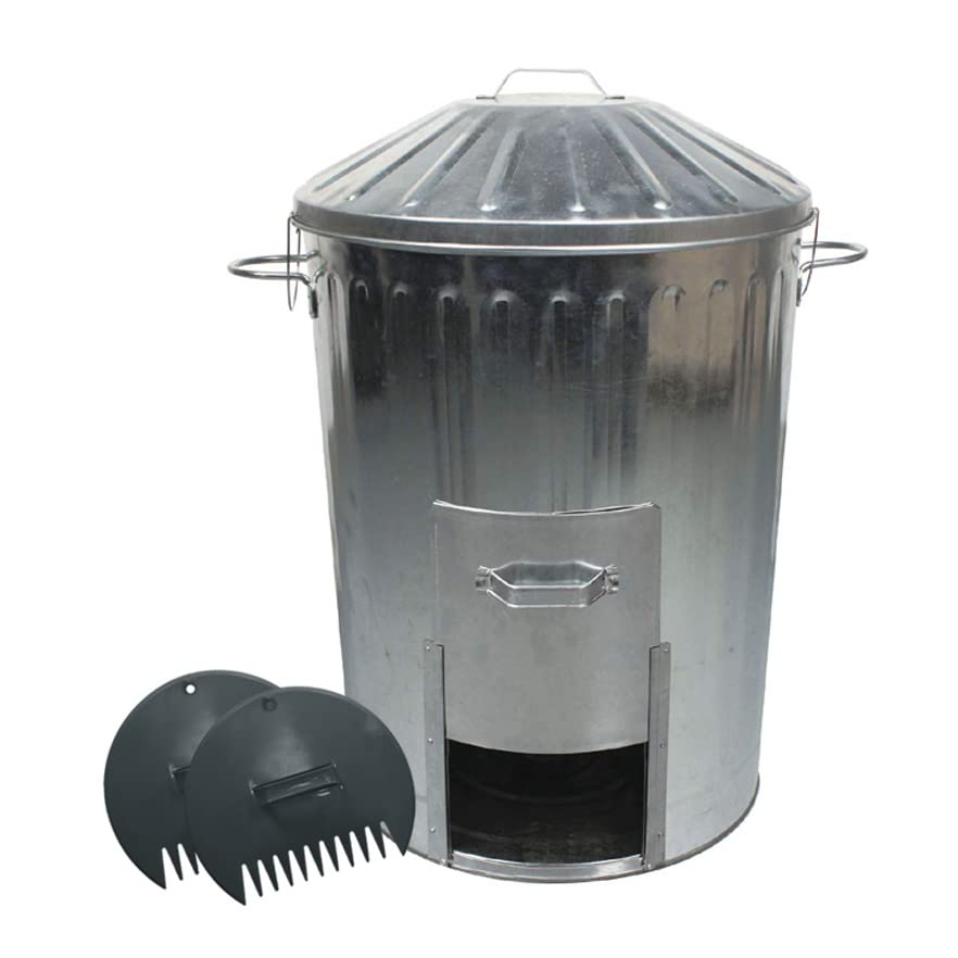 Simpaoutdoor Extra Large 125 Litre Galvanised Metal Dustbin With Door ...