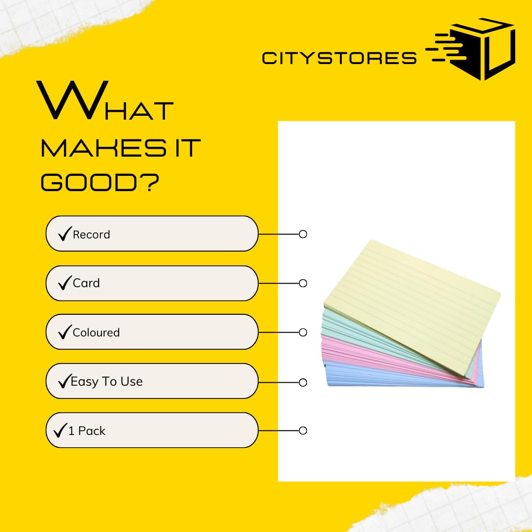 6×4 Coloured Lined Flash Cards Revision Cards Record Cards Index Cards ...