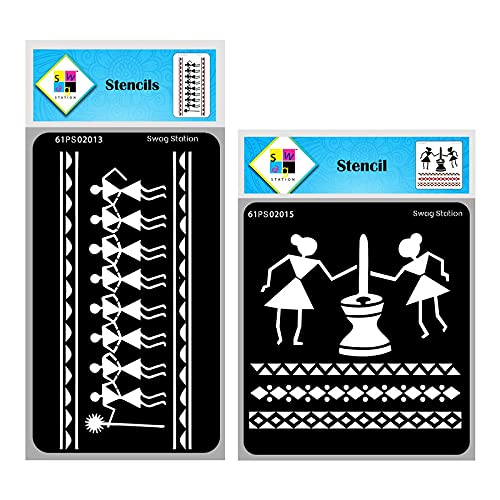 Buy SWAGSTATION Warli Art Stencil - Warli Women and Dancing Warli ...