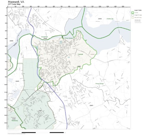 ZIP Code Wall Map of Hopewell, VA ZIP Code Map Laminated: Amazon.com ...